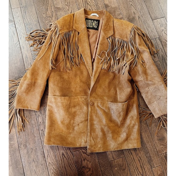 Jackets & Coats | Vintage Rancher Western Fringe Black Suede Leather ...